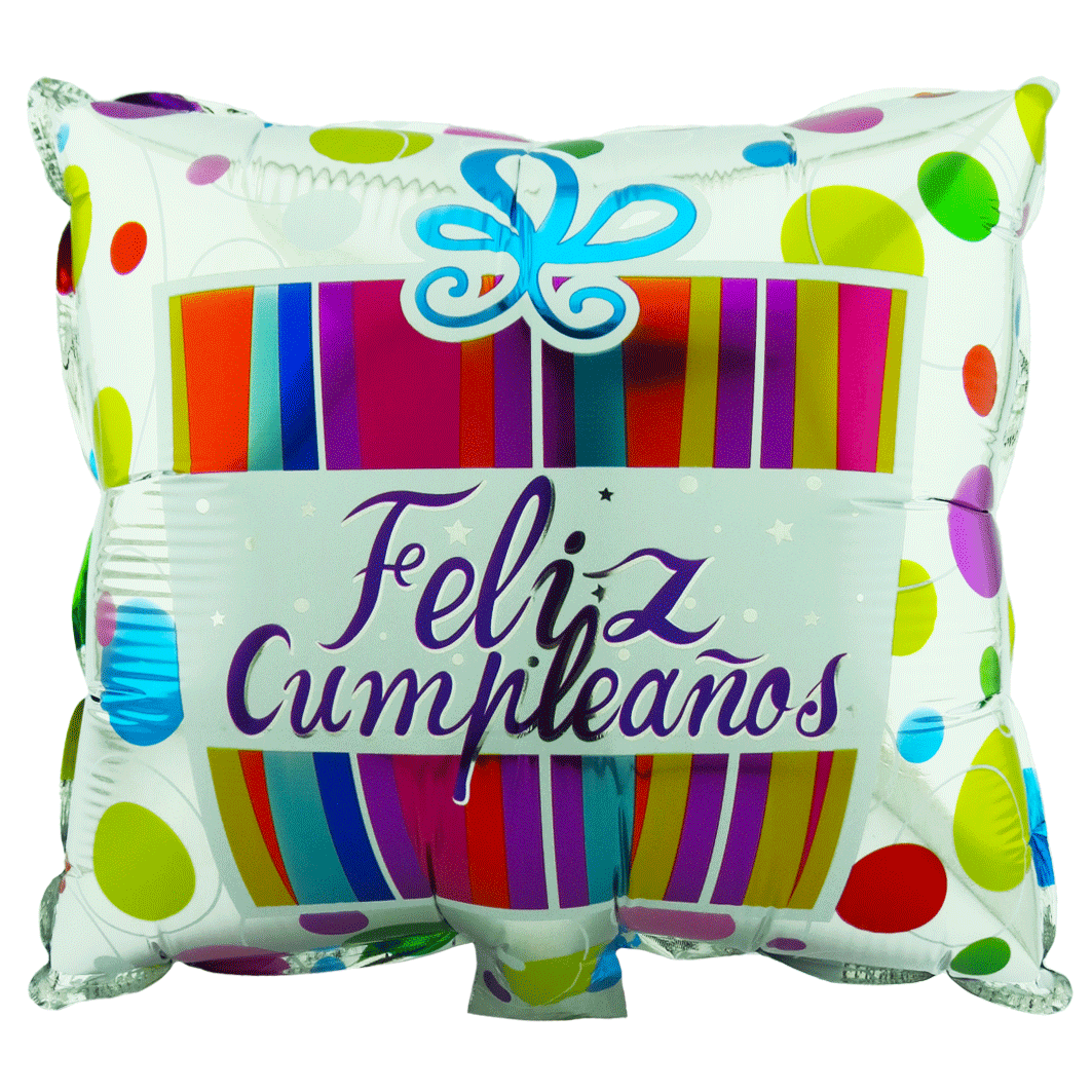 Globos Metalizados Impresos Mediano 12" Rectángulo Feliz Cumpleaños ...