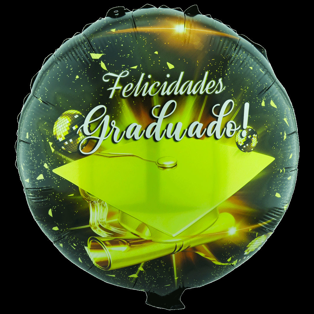 Globos Metalizados Felicidades Graduado 18" Círculo – Bombatex