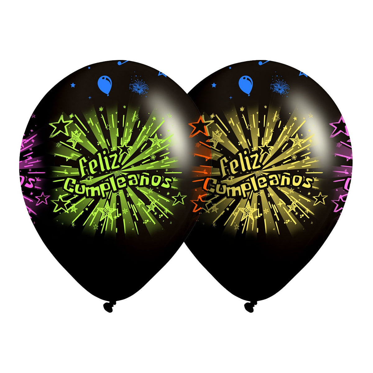Globos Látex Biodegradables Corrientes 360° Feliz Cumpleaños Tinta Neó ...